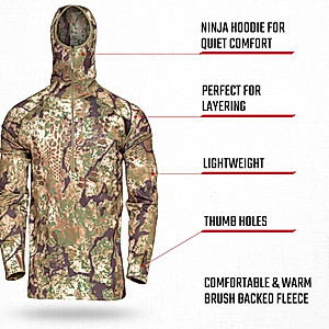 Kryptek Men's Standard Cronos Technical Camo Hunting Hoodie, Highlander, XL