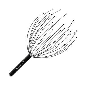 USAGA 28 Finger Head Scratcher, Head Massager, Scalp Massager, Head Whisk Massager, Wire Massager for Head Hair Body Massage and Stress Relax (Black)
