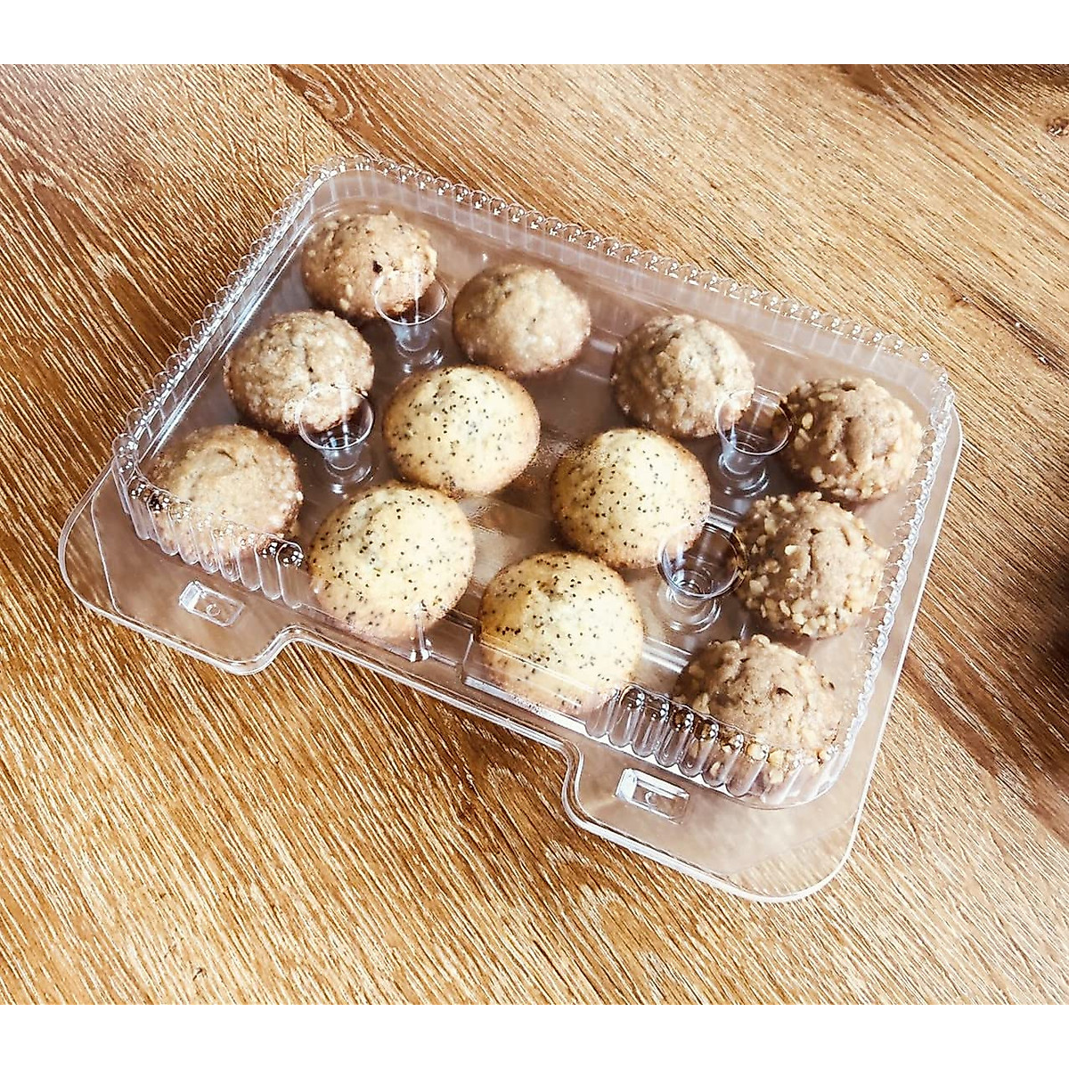 4U'LIFE (Mini Cupcake 12 Compartment Crystal Clear Dome Lid Hinged Cupcake carrier, Packaging Transporter, Cupcake Trays, Cupcake Holders-Pack of 10