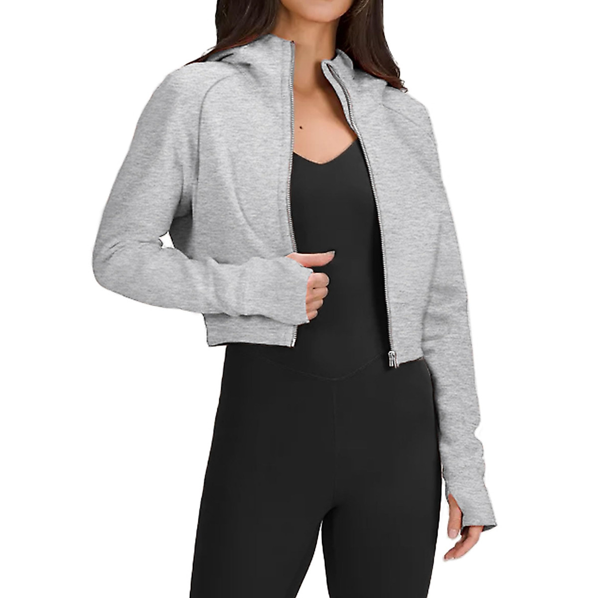 Fengbay Womens Zip Up Cropped Hoodies Fleece Full Zipper Sweatshirts Pullover Scuba Hoodie with Pocket