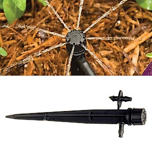 360 Degree Water Flow Irrigation Drippers, 10pcs 8 Holes Adjustable Micro Flow Drip Stakes Emitter; Dripping Barbed Connector for Vegetable Garden/Flower Bed/Herbs Garden Black
