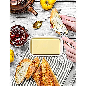 2 Pack Stainless Steel Butter Spreader Knife, Butter Knife with White Porcelain Handle, Cheese Butter Spreader Knives for Kitchen
