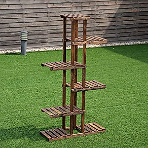 HAPPYGRILL Plant Stand Flower Rack Wooden 7 Tier Shelves Bonsai Display Shelf Stand for Indoor Outdoor Yard Garden Patio