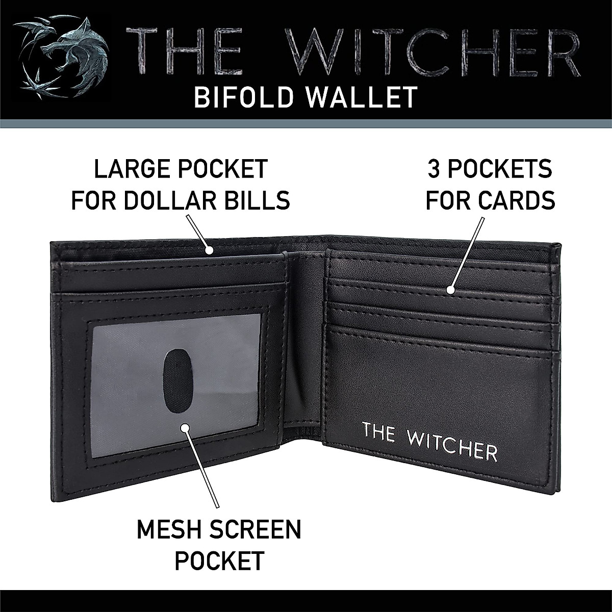 Concept One Netflix The Witcher Bifold Travel Wallet, Black