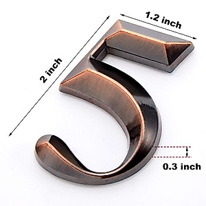 Jetec 20 Pieces 3D Mailbox Numbers 0-9 Self Adhesive 2 Inch Address Numbers Stickers Door House Style Street Mailbox Sign for Apartment Home Office(Bronze,20 Pieces)
