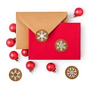 CCINEE Snowflake Stickers,Self Adhesive Snow Round Stickers for Christmas Label and Wrapping Supply,500PCS