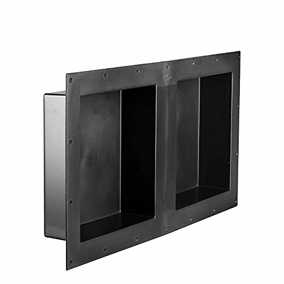 Uni-Green Double Recessed Shower Niche – Black,Easy and Quick Installation Flapped Over Thin Flange Wall Niche Insert for Shampoo and Soap Holder (16x32)