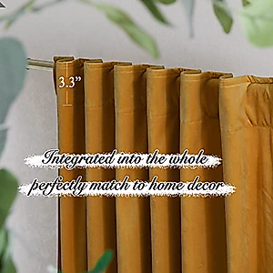 PONY DANCE Golden Brown Velvet Curtains of 96 inches Length,Super Soft Room Darkening Curtains for Living Room/Bedroom,Theatre Decoration, W52 x L96, Set of 2