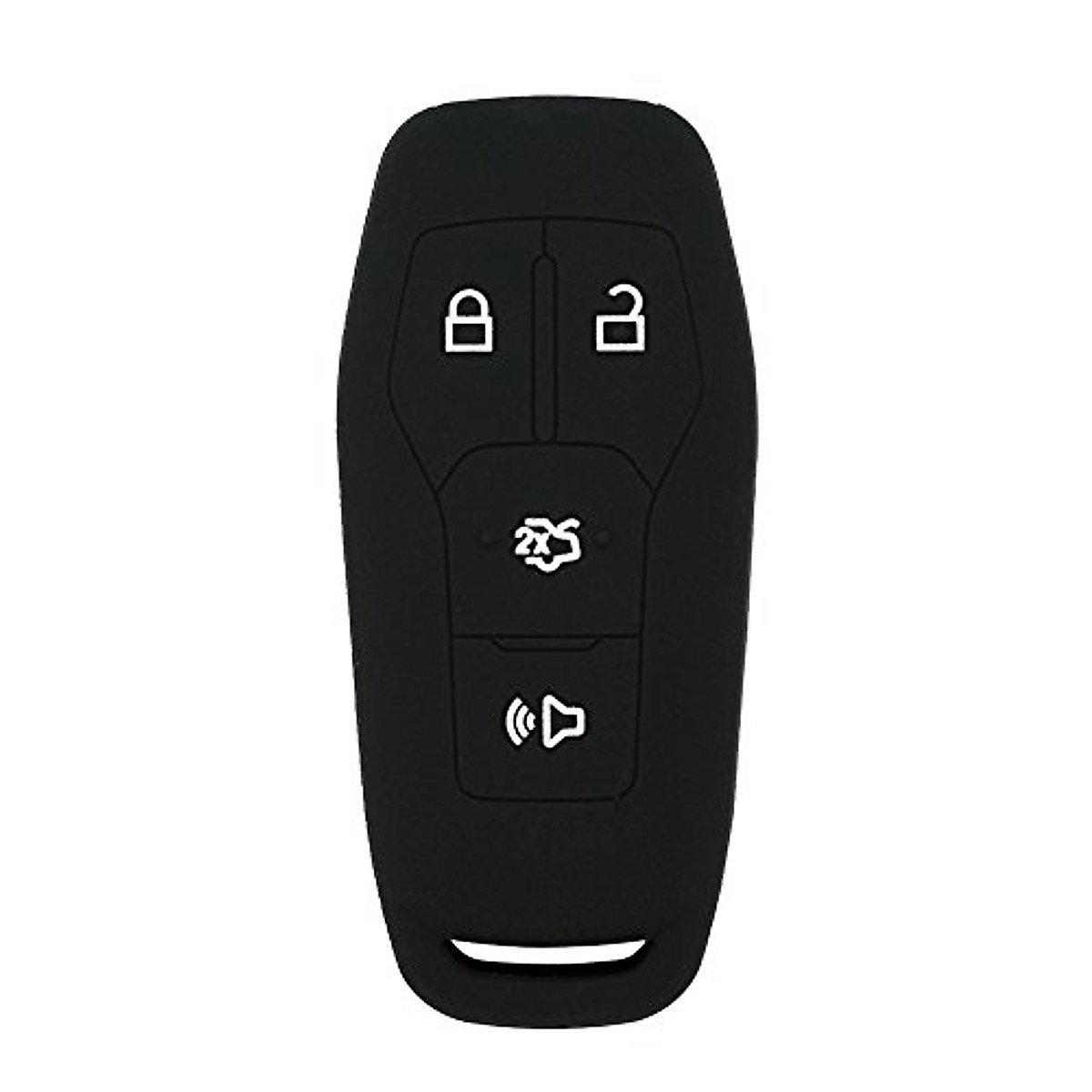 SEGADEN Silicone Cover Protector Case Holder Skin Jacket Compatible with FORD 4 Button Smart Remote Key Fob CV2716 Black