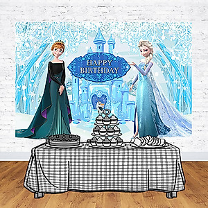 Snow White Backdrop for Birthday Party Supplies Frozen Photo Backgrounds Princess Elsa Anna Theme Baby Shower Banner 59x38in