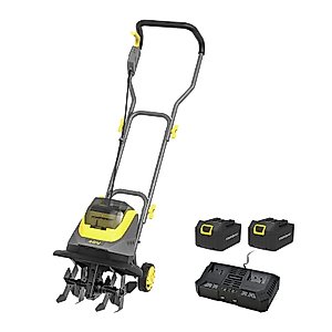 PowerSmart 40V 12" Cordless Tiller/Cultivator, Two 20V 4.0Ah Battery and Charger Included