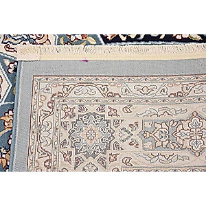 Unique Loom Narenj Collection Classic Traditional Textured Medallion Pattern Design Area Rug, 8 ft x 10 ft, Blue/Tan
