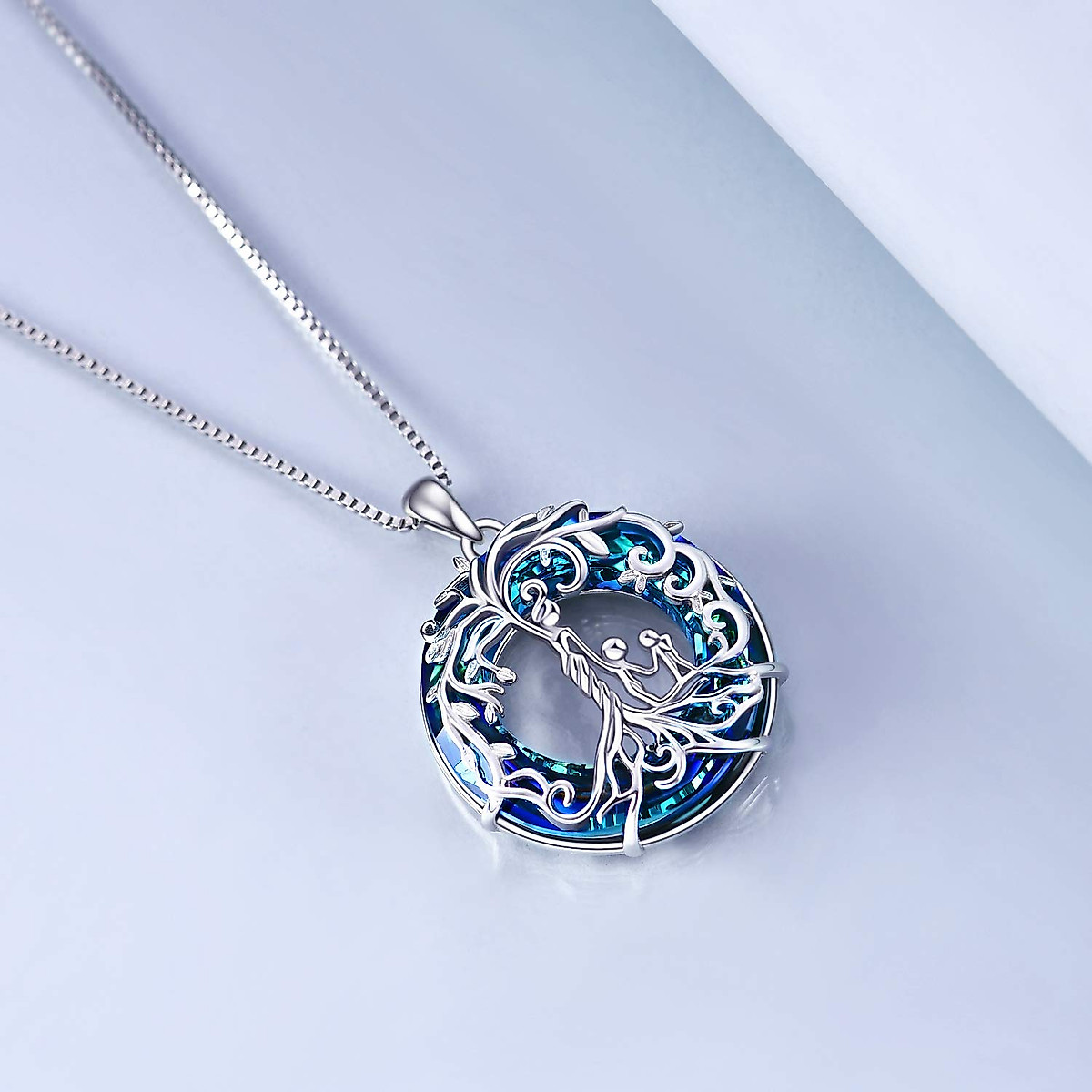 TOUPOP Mother and 2 Child Necklace Sterling Silver Tree of Life Mom Necklace 2 Children Birthday Christmas Mothers Day Jewelry Gifts for Women Mom Grandma Mother from Daughter Son