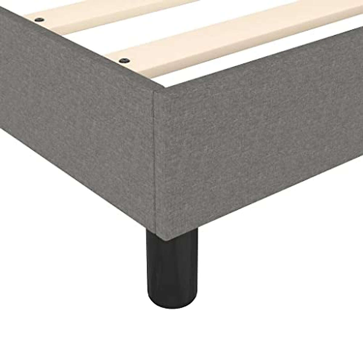 vidaXL Box Spring Bed Frame Home Indoor Bedroom Bed Accessory Wooden Upholstered Double Bed Base Furniture Dark Gray 76"x79.9" King Fabric