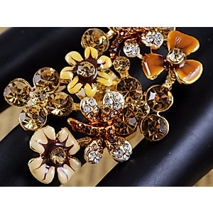 Alilang Brilliant Elegant Topaz Crystal Rhinestone Floral Flower Adjustable Ring