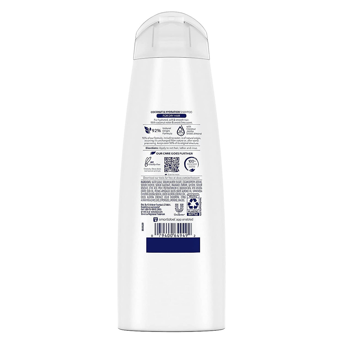 Dove Nutritive Solutions Coconut & Hydration Shampoo, 12 fl oz (Pack of 2)