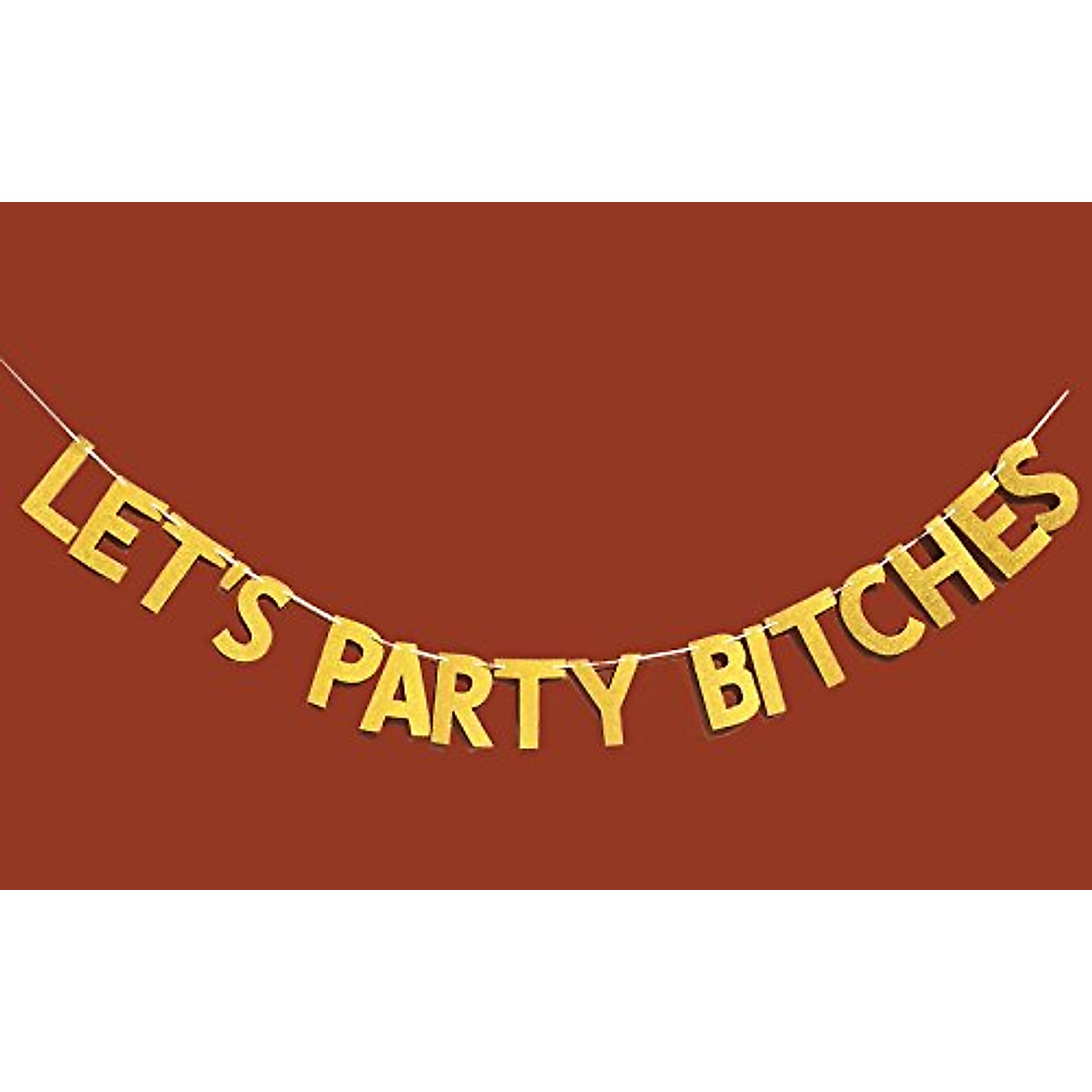 FECEDY Glitter Gold Alphabet Let's Party Banner for Bachelorette Party Decoration