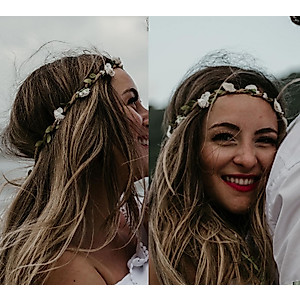 DDazzling Flower Crown Floral Wreath Headband Floral Garland Headbands photo props (Ivory and Gold)