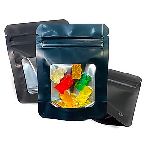100 Pack Smell Proof Mylar Bags 3.5 x 4.5 x 1 inch Stand Up Resealable Ziplock Foil Pouch. Ultra-Clear Window Not Frosted or Foggy. 4 Mil Thick. Storage, Sample, Travel and Display. ROYPACK