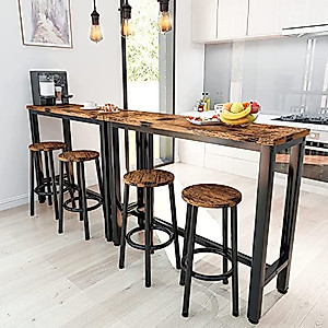Hooseng Bar Table Set, 3 Piece Dining Table Set, Breakfast Bar Table for 2, Rectangle Kitchen Table Set with Steel Frame Pub Table for Small Space, Farmhouse, Cafe, Kitchen, Dining, Rustic Brown