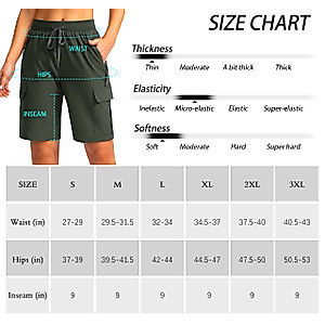 Soothfeel Women's 9" Hiking Cargo Shorts with 5 Pockets Quick Dry Summer Athletic Golf Bermuda Long Shorts for Women Casual (Grey Camo, S)