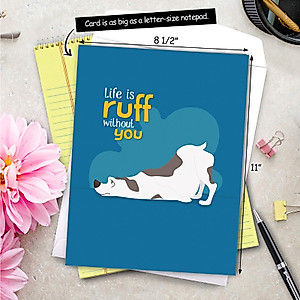 The Best Card Company Big Miss You Greeting Card 8.5 x 11 Inch with Envelope (1 Pack) Jumbo Thinking of You, Just Because Ruff Without You J6586CMYG