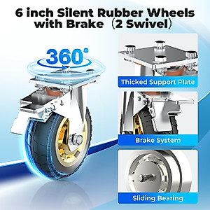 PHEXOD Extra Large Platform Truck Cart, 44 x 28 Dolly Cart Heavy Duty Push Cart Dolly with 2500 LBS Capacity, Foldable Flat Cart Hand Trucks with Non-Slip Mat and 6" Swivel Brake Wheels