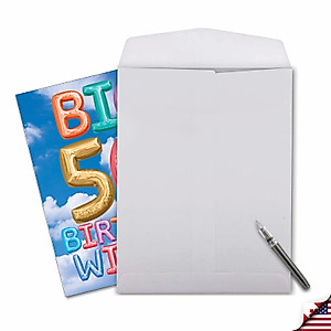 The Best Card Company - 50th Jumbo Birthday Greeting Card (8.5 x 11 Inch) - 50 Years Old Celebration (Not 3D or Layered) - Inflated Messages Milestones 50 (Not Actual Balloons) J5651CMBG-US