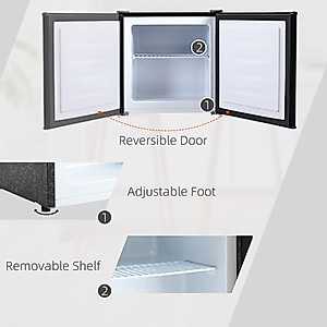 HOMCOM Mini Freezer Countertop, 1.1 Cu.Ft Compact Upright Freezer with Removable Shelves, Reversible Door for Home, Dorm, Apartment and Office, Black