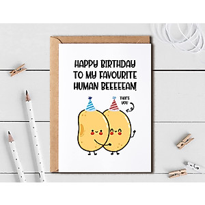 EruditeGifts Happy Birthday To My Favourite Human Bean - Card For Women And Men - Romantic Card Gifts For Her And Him - Funny Birthday Card