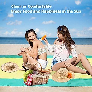 Antetek Beach Blanket, 79''×83'' Picnic Blankets Waterproof Sandproof for 4-7 Adults, Oversized Lightweight Beach Mat, Portable Picnic Mat, SandProof Mat for Travel, Camping, Hiking