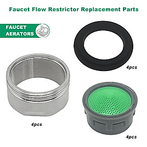 4pcs Faucet Aerator,with Washer Faucet Flow Restrictor Replacement Parts,Faucet Aerator Replacement Part,fit for OD 24mm/0.94in Bend Faucet(Male thread:24mm/0.94in)