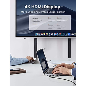 UGREEN Hub USB Type C to 4K HDMI Thunderbolt 3 100W Power Delivery 3 USB 3.0 Port Adapter Dock Station for MacBook Air M1 2020 2019 2018 MacBook Pro M1 2019 2018 2017, Silver