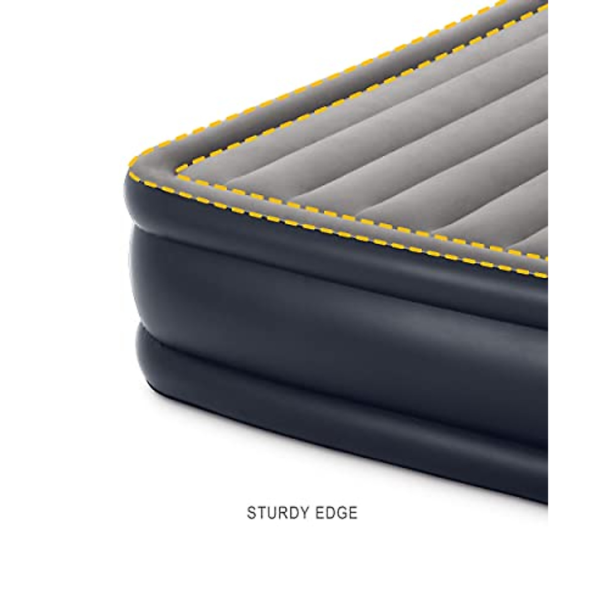 INTEX 64131ED Dura-Beam Plus Deluxe Pillow Rest Air Mattress: Fiber-Tech – Twin Size – Built-in Electric Pump – 16.5in Bed Height – 300lb Weight Capacity