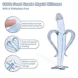 Silicone Baby Teether and Toothbrush - Set of 3 - Silicone Infant Training Finger Toothbrushes with Storage Case