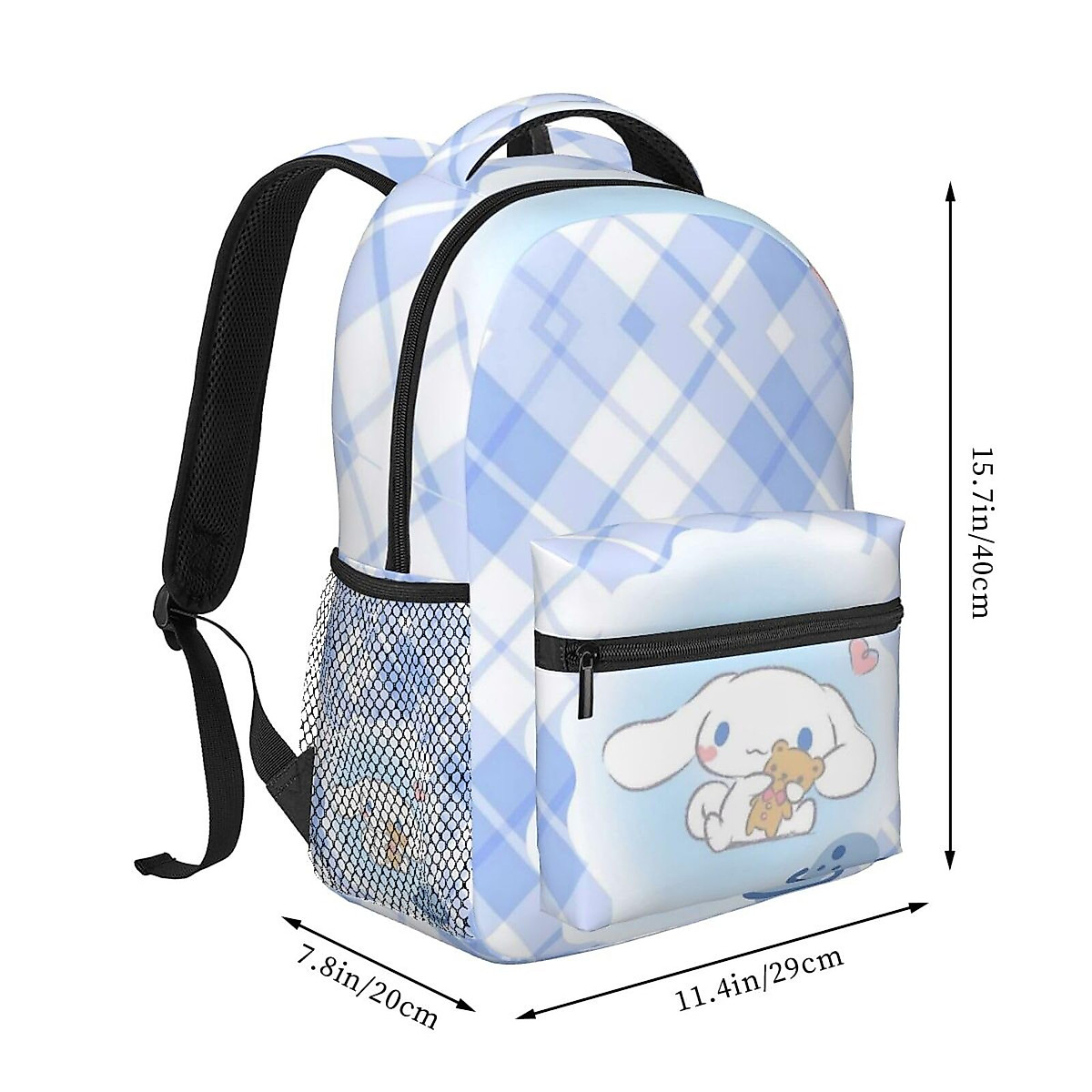 RIDD Cinnamoroll Backpack Anime Lightweight Backpack Kawaii 3d Printed Backpack Work Canvas Durable Backpack With Keychain