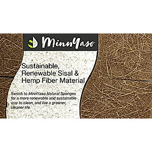MinnYaso 12 Pack S-Shape Natural Sponges, Hemp Sisal Plant Based Scrubber Scouring Sponge, Eco-Friendly Odor Free Biodegradable Compostable Wood Pulp Sustainable Scrub Pads for Kitchen Dishes Bathroom