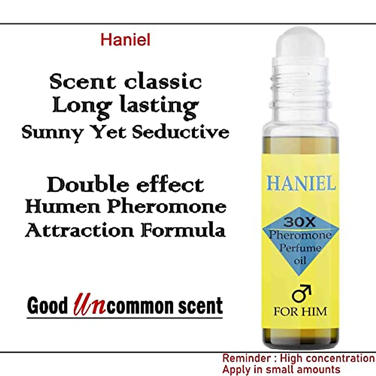 Haniel Pheromone Perfume Oil for Men Luxury and Power Classic Cologne Scent,Enhance Attracttion Formula, Intoxicating,Sunny yet seductive,For Manly Temperament, Roll On Easy Carry