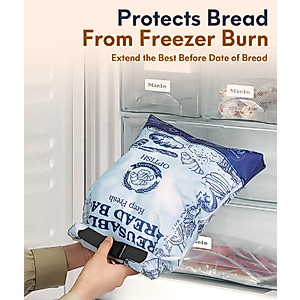 2 Pack Bread Bags for Homemade Bread, Reusable Sourdough Bread Bags for Fresh Keeping, Beeswax Bread Bags for Sourdough with Lining & Zipper, Freezer Safe & BPA Free, for Gift Giving, White & Blue