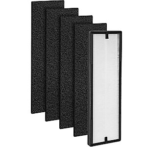 Fette Filter - Replacement Filter Set H13 Hepa & Activated Carbon Filters Compatible with Eureka NEA120 Air Purifier and Toshiba Air Purifier CAF-W36USW Part # NEA-F1 NEA-C1 1True Hepa & 4 Pre-Filters