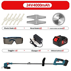 JNYB Cordless Grass Trimmer 24V Electric Grass Trimmer Lawn Edger with Li-ion Battery and Charger Telescopic String Trimmer Weed Grass Cutter Kit