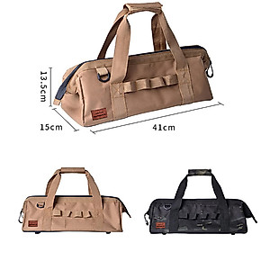 Handy Tent Stakes Storage Bag Hammer Camping Tent Pegs Oxford Fabric Separated Case Outdoor Tote Organizer Pouch for Garden Fishing Picnic, Black