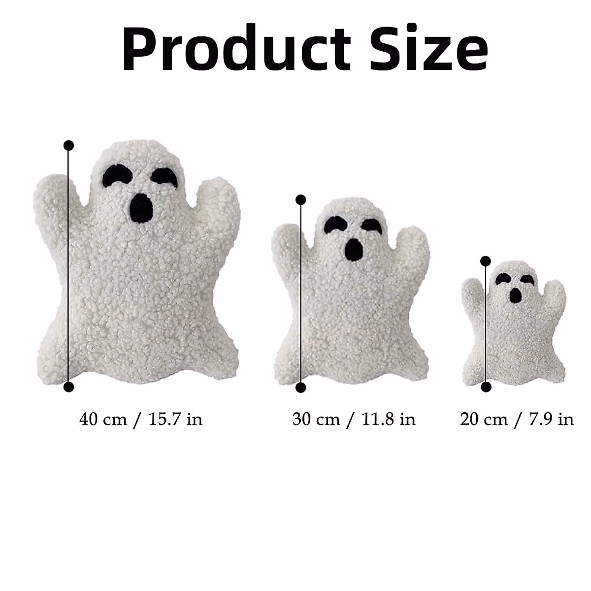 2024 New Ghost Pillow Halloween - Cute Ghost Shaped Plush Pillow, Halloween Ghost Decorative Throw Pillows, Soft Fluffy Plush Stuffed Halloween Ghost Pillow for Halloween Decor (#1-30cm/11.8in)
