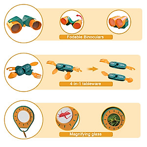 NATURALCAMP Kids Camping Tent with Campfire Pop Up Play Tent Camping Set with Oil Lantern Pretend Fruits Binoculars Toddlers Boys Girls Toys Gift Age 3 4 5 6 + Years Old