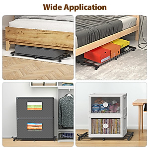 Mr IRONSTONE Lengthened Under Bed Storage with 6 Wheels, Rolling Underbed Storage with Handle, Metal Under the Bed Storage with High Load Capacity Up to 80LBS (2 Pack (36.42"x16.73"x2.36"))