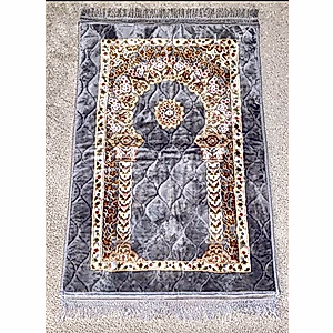 Empire Thick Padded Islamic Muslim Prayer Rug- Gray