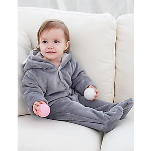 0-3 Months Snow Suit for Newborn Baby Snowsuits Rompers for Boys 1M 2M Gray Fleece Jumpsuits Hooded Romper Baby Boy