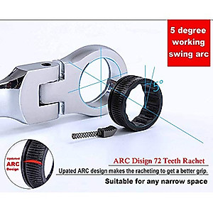 Qnkaa Flexible Ratchet Wrench Set 12pcs 8-19mm Spanner Gear Ring Ratcheting Combination Flexi Wrench Kit Metric Flex Head