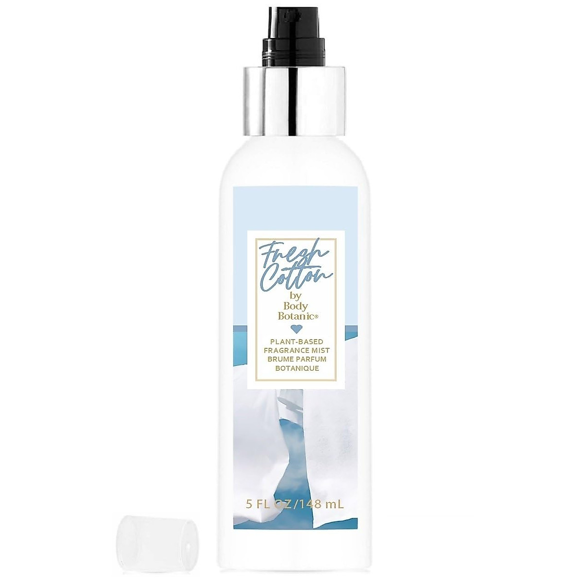 Fresh Cotton ALCOHOL-FREE Fine Fragrance Mist by Body Botanic 5 Fl Oz 148 Ml - the Nostalgic Scent of Warm Cotton Drying in the Sun - with Plant Extracts (Fresh Cotton)