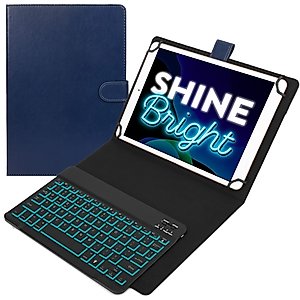 Cooper Backlight Executive Keyboard Case for 9, 9.7, 10, 10.1, 10.2, 10.5" Tablets | Bluetooth Keyboard & Leather Folio, 7 Color Backlit with Hotkeys